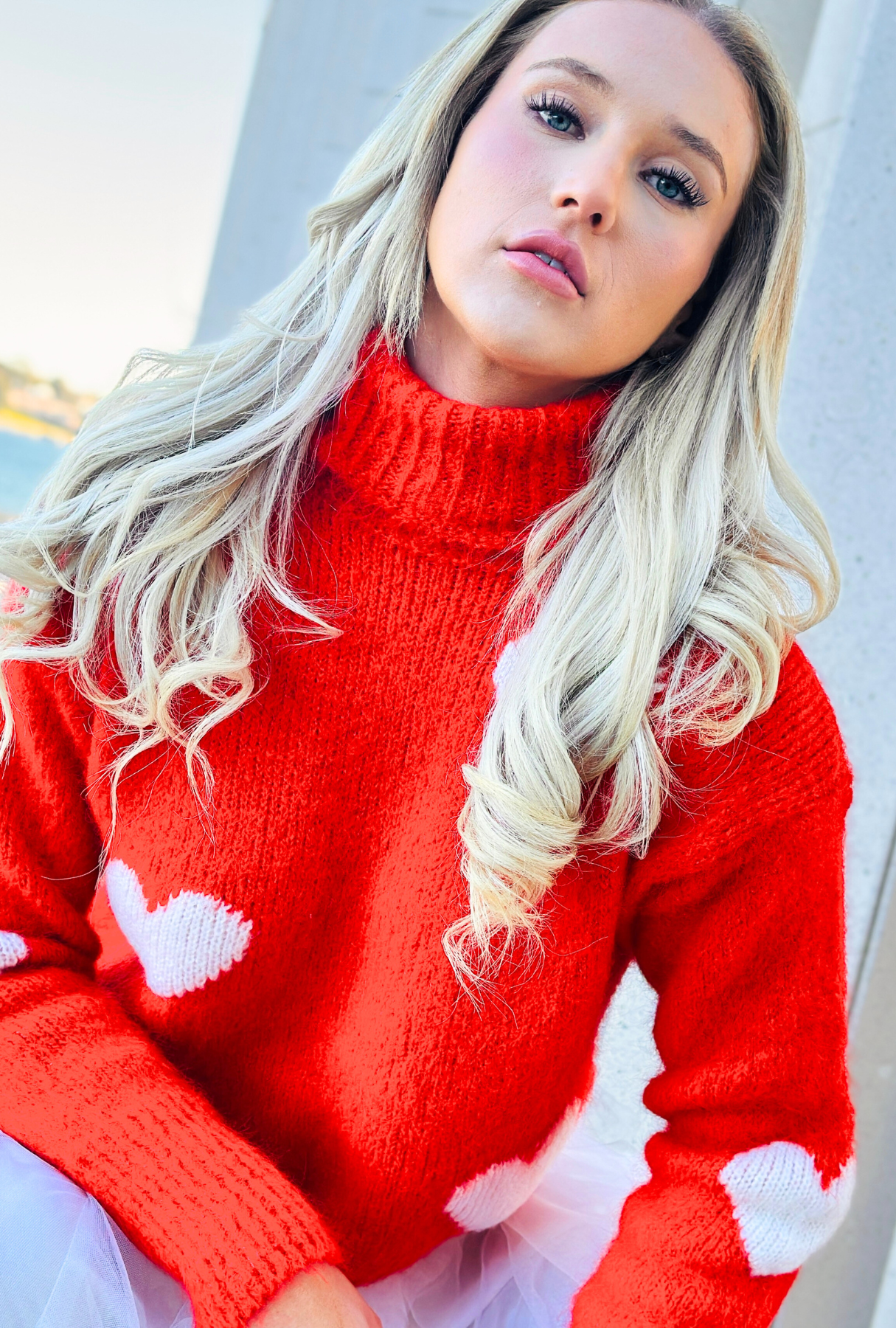 Curiouser & Curiouser Heart Jumper - Cherry