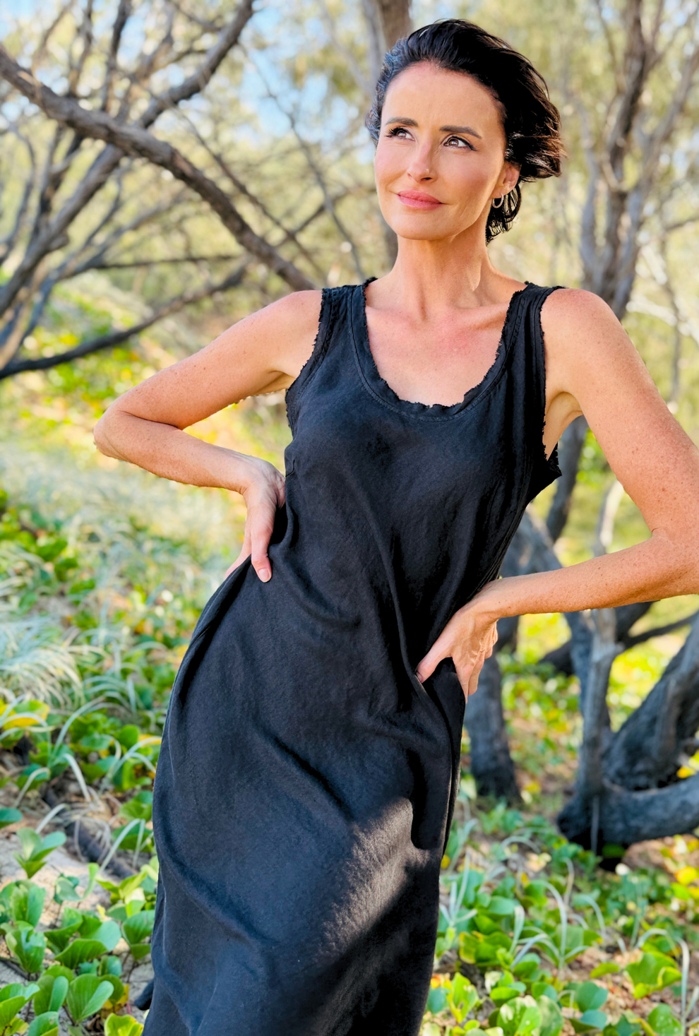 Edged Out Midi Dress - Jett